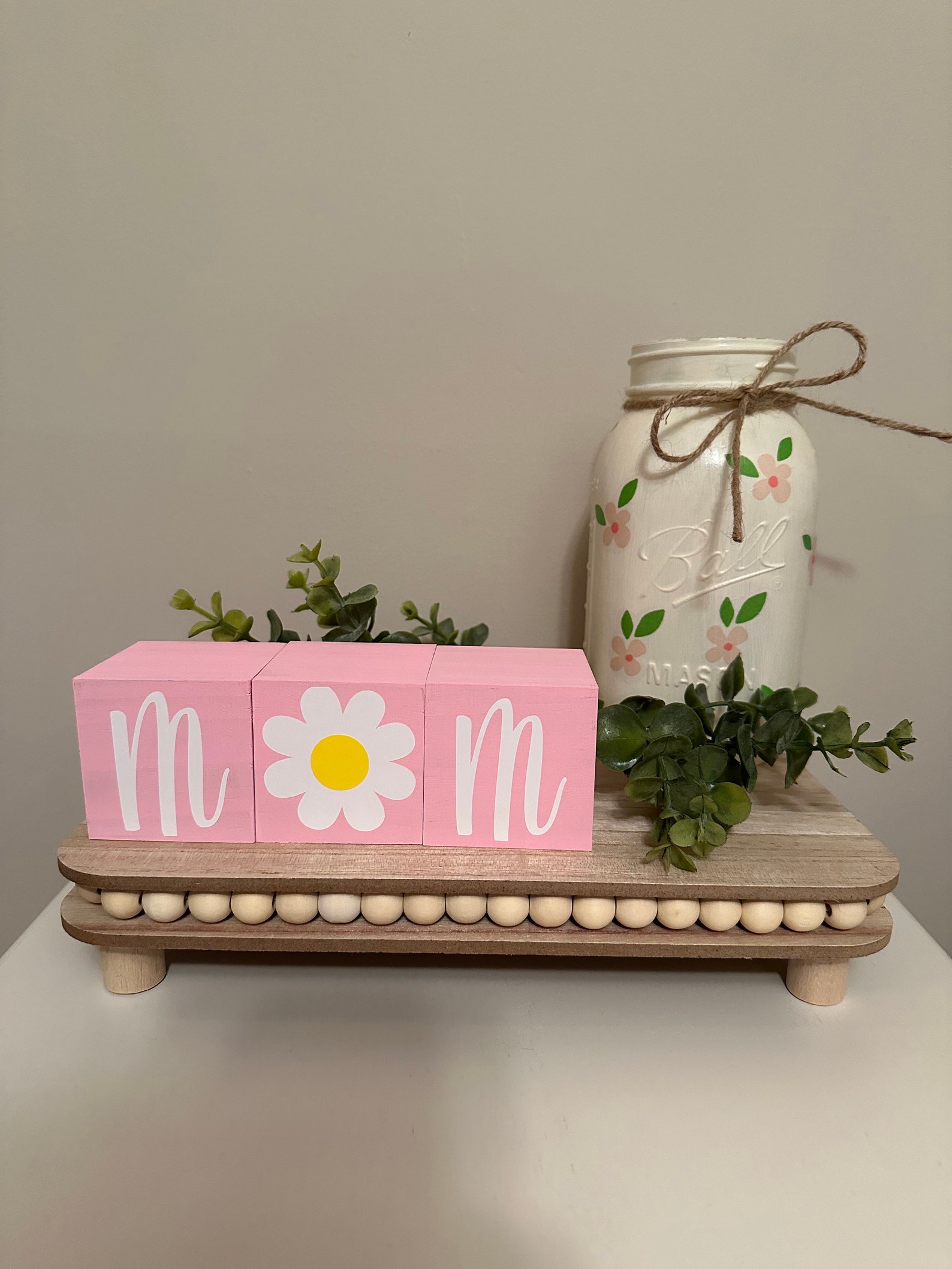 Daisy Mothers Day Stackable MOM Blocks - Etsy