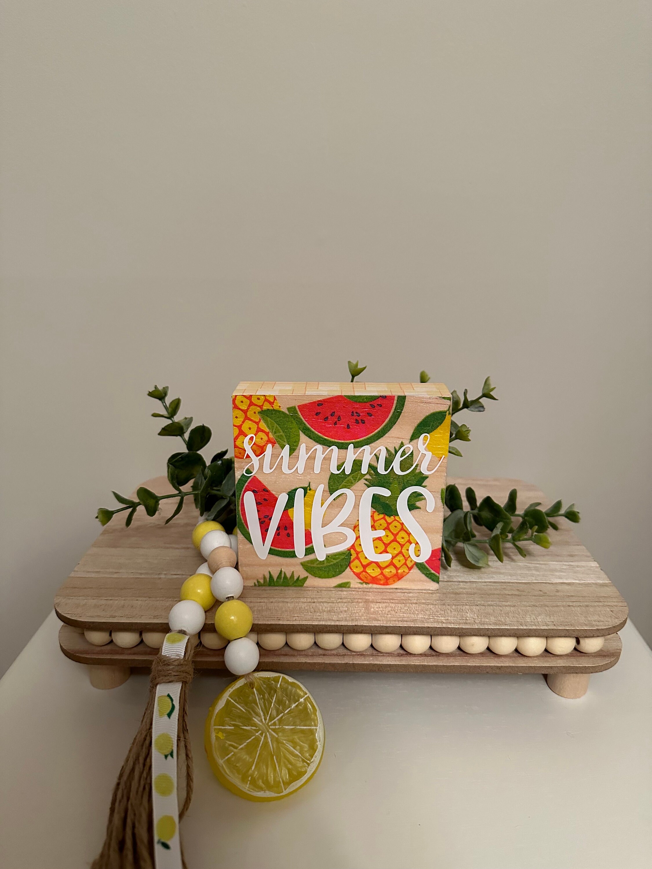 Summer Vibes Summer Fruit Tiered Tray Sign - Etsy