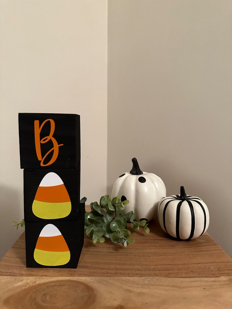 Candy Corn Halloween BOO Stackable Blocks - Etsy