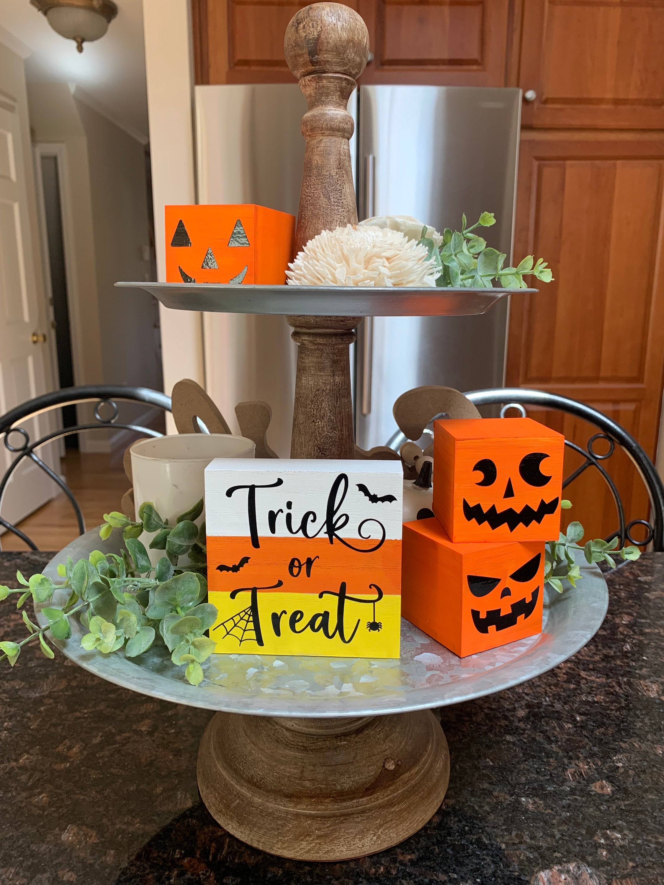 Trick or Treat Mini Wooden Tiered Tray Sign - Etsy