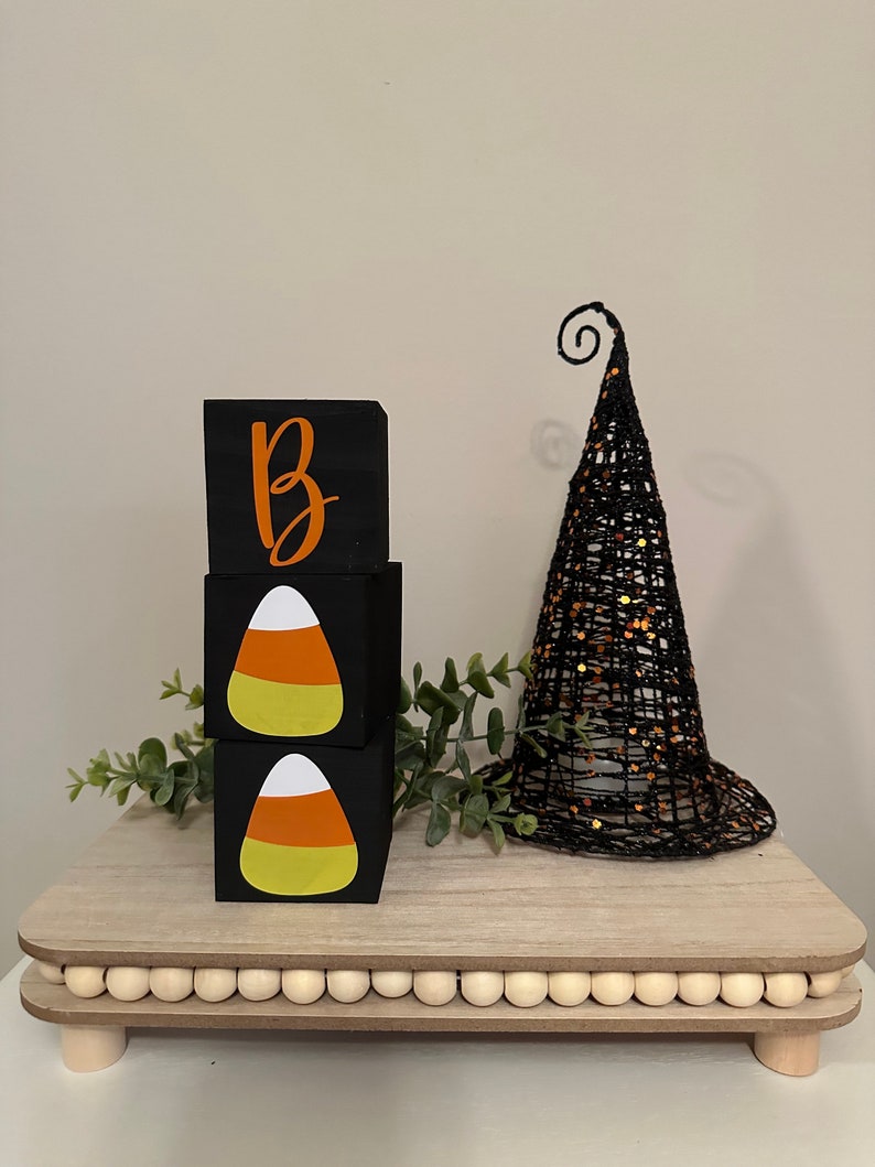 Candy Corn Halloween BOO Stackable Blocks - Etsy