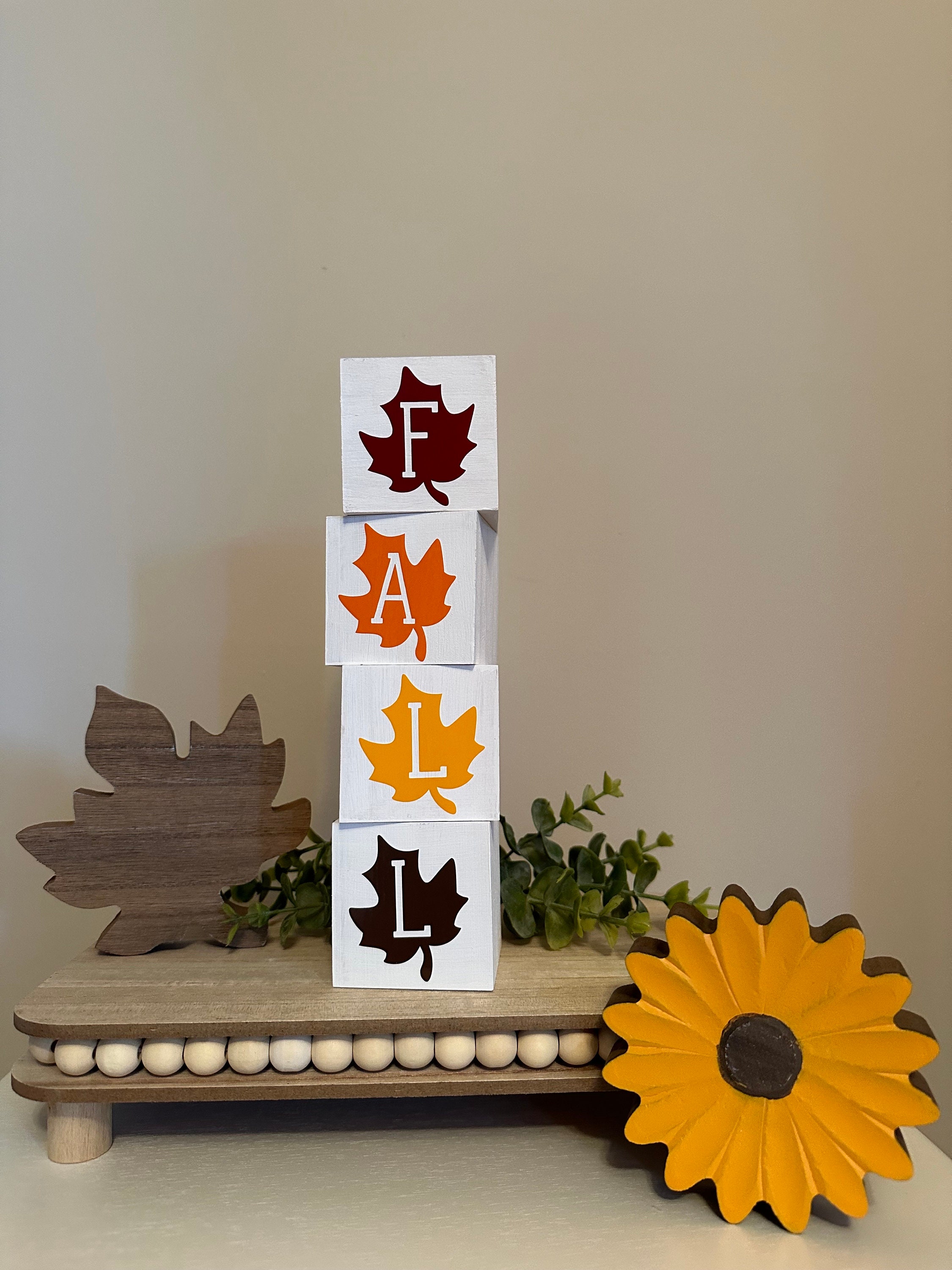 Autumn Leaves Fall Stackable Wooden Blocks - Etsy