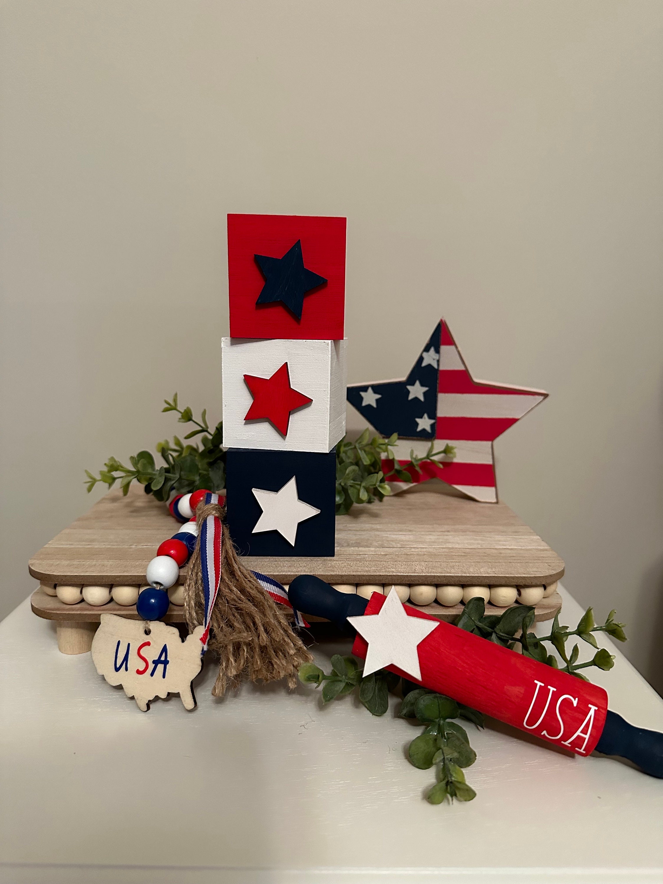 Red, White, & Blue Stackable Star Blocks - Etsy
