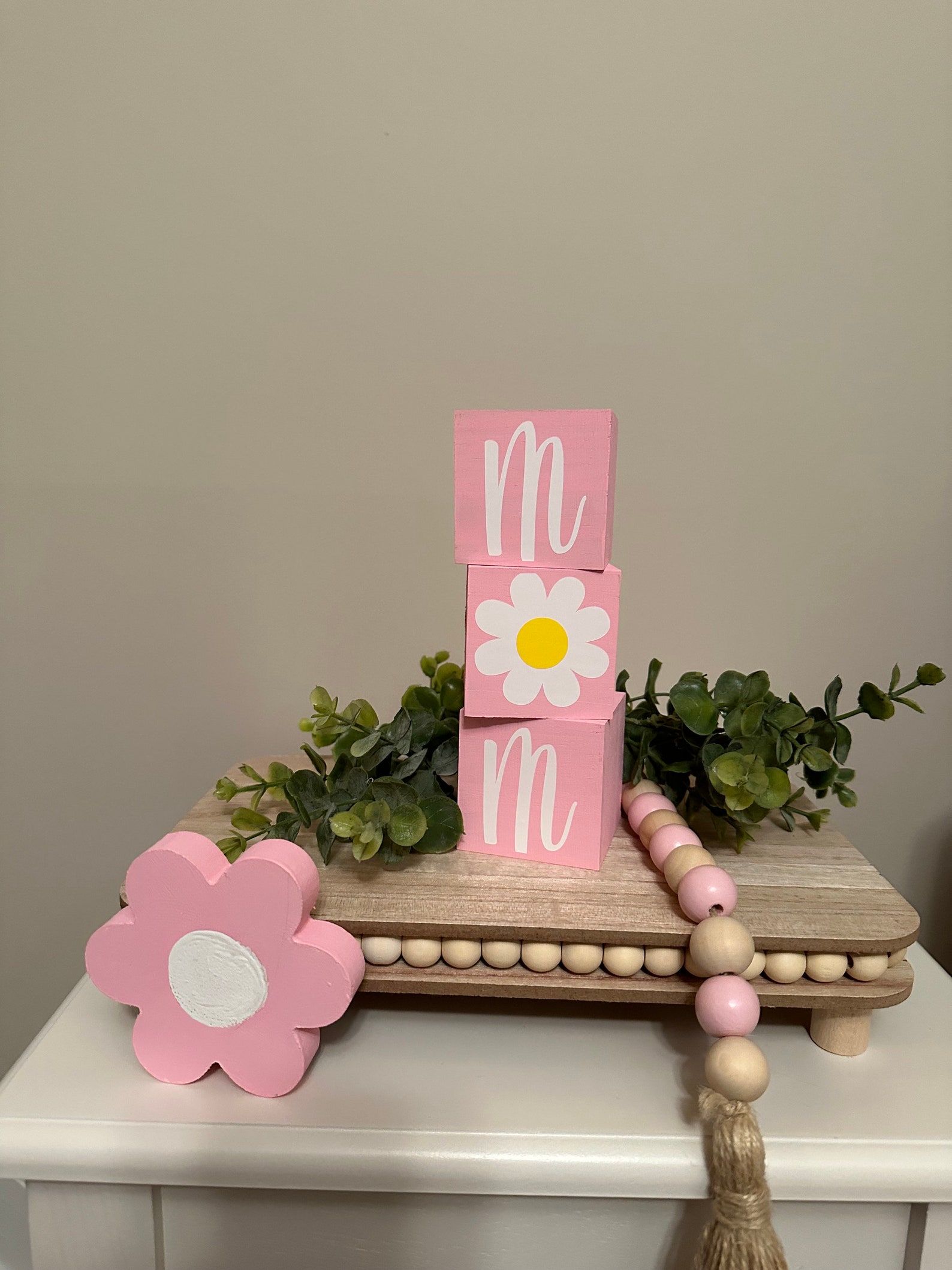 Daisy Mothers Day Stackable MOM Blocks - Etsy