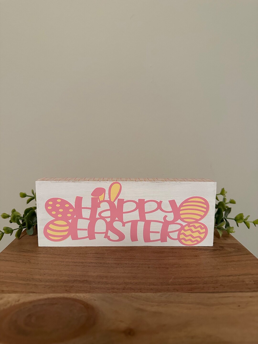 Pink & Yellow Wooden Happy Easter Sign - Etsy