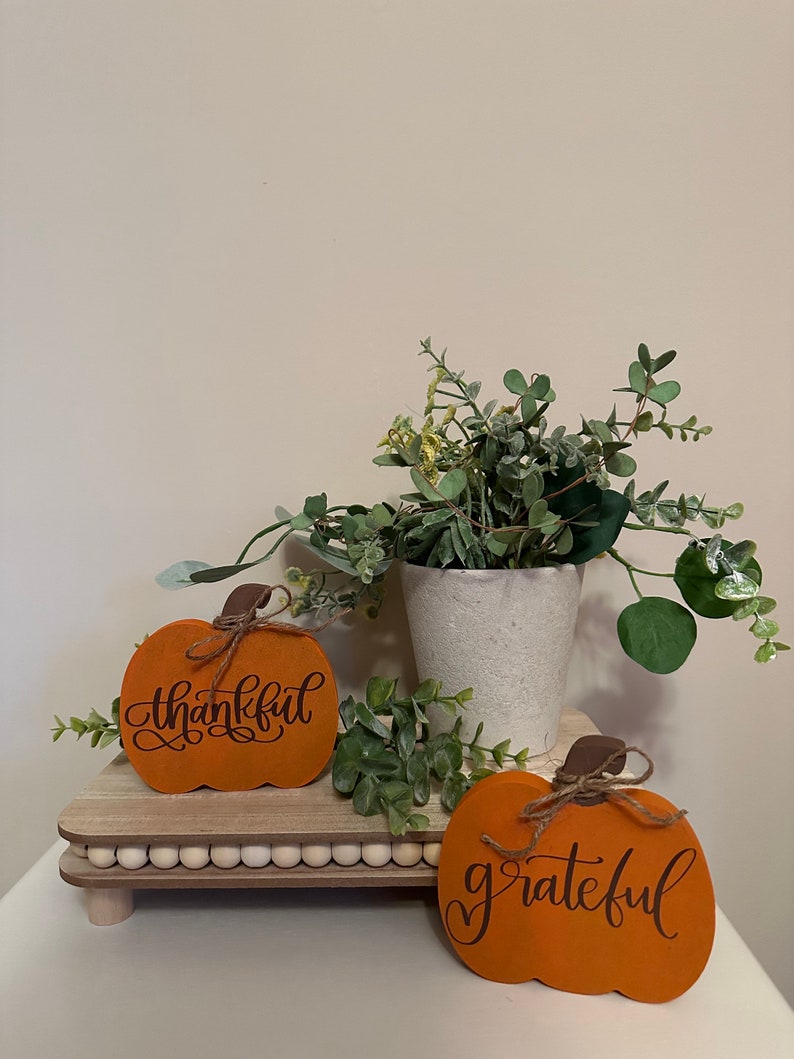 Grateful & Thankful Fall Wooden Pumpkins Set - Etsy