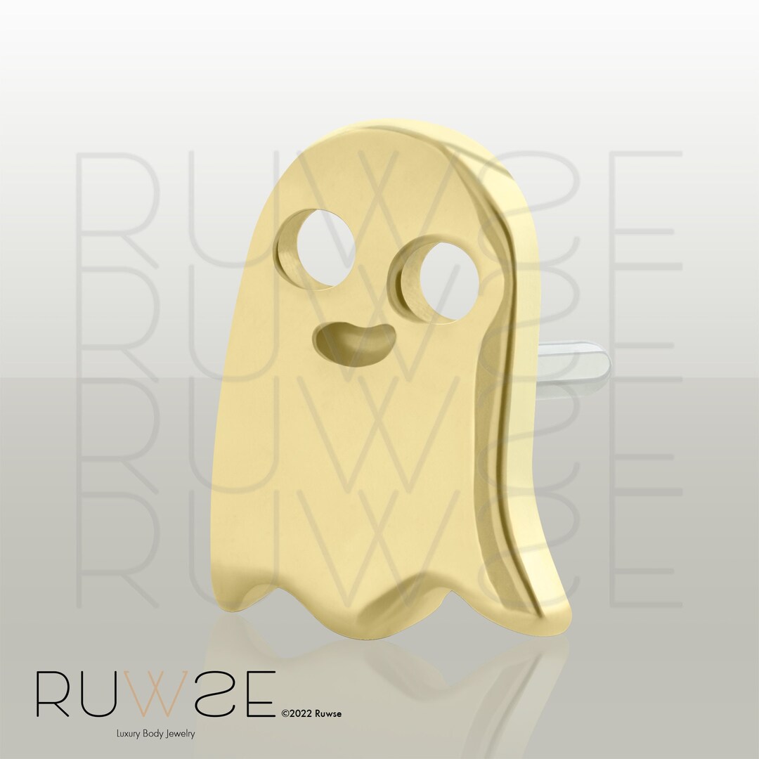 Threadless End: Solid 14K Gold Ghost END With Pin Compatible Ruwse 20g ...