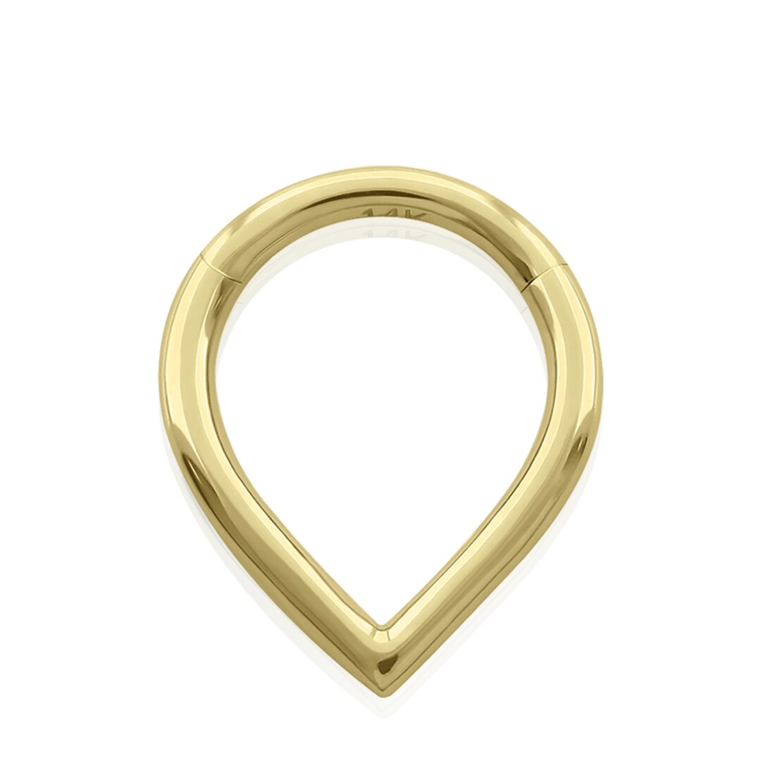 14k Solid Gold Clicker Hoop in 16g V-shaped - Etsy