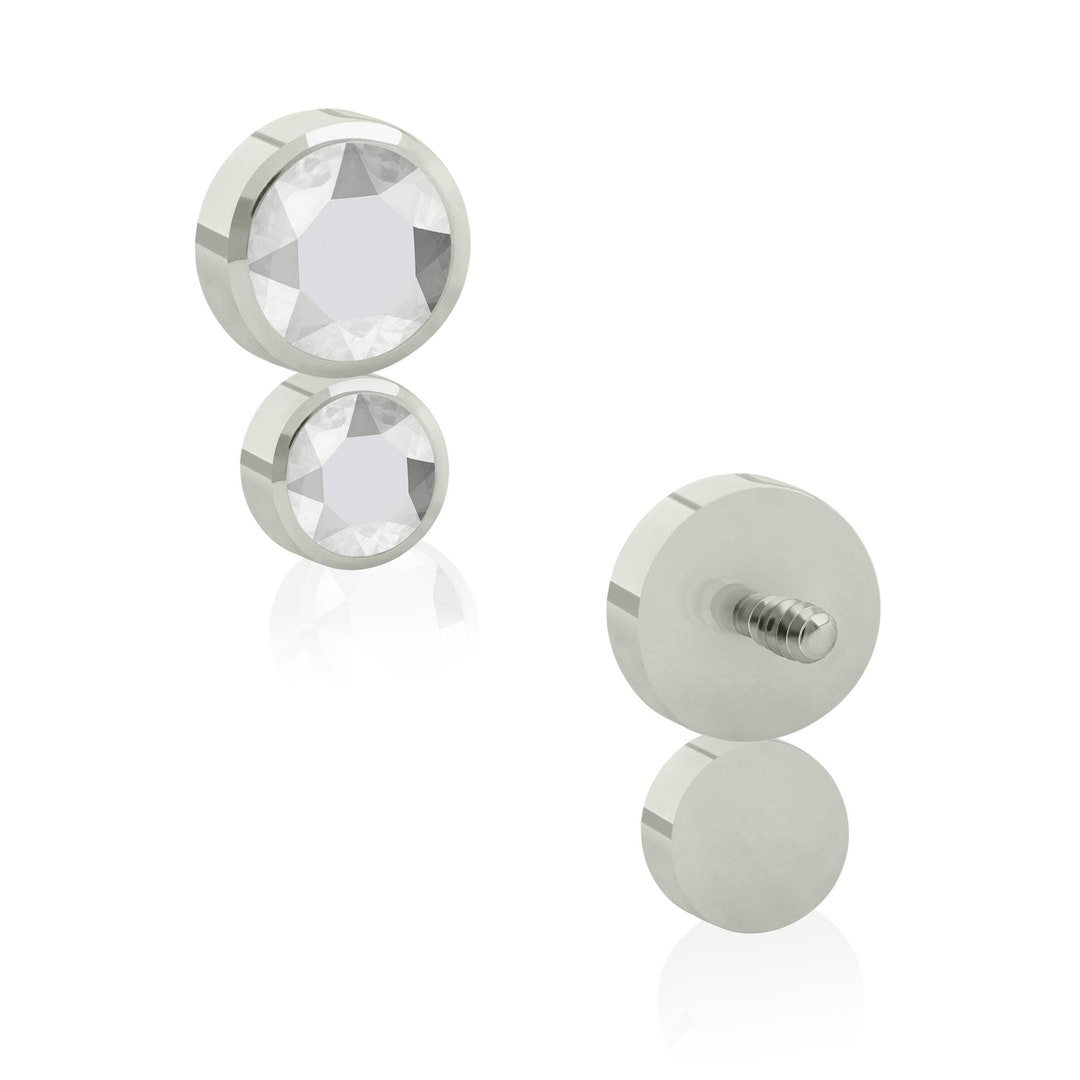 14g Double Cluster Threaded Micro Dermal Accessory Titanium Bezel ...