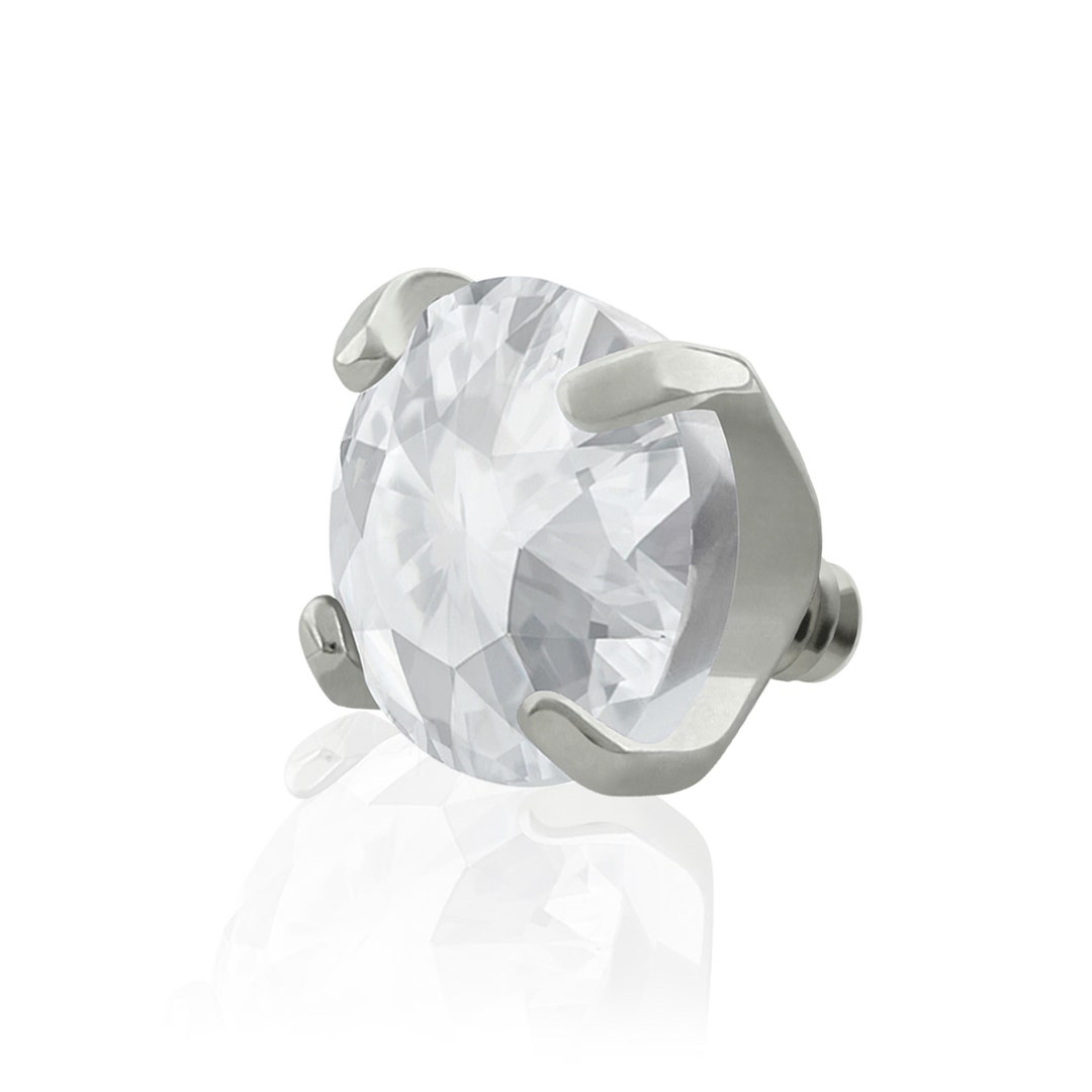 14g Implant Grade Titanium Prong-set END CZ Stone and 4 Prongs and 1 ...
