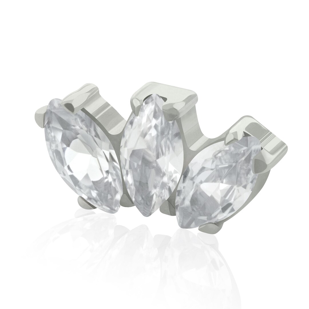 Implant Grade Titanium Marquise END Prong-set Cubic Zirconia Marquise ...