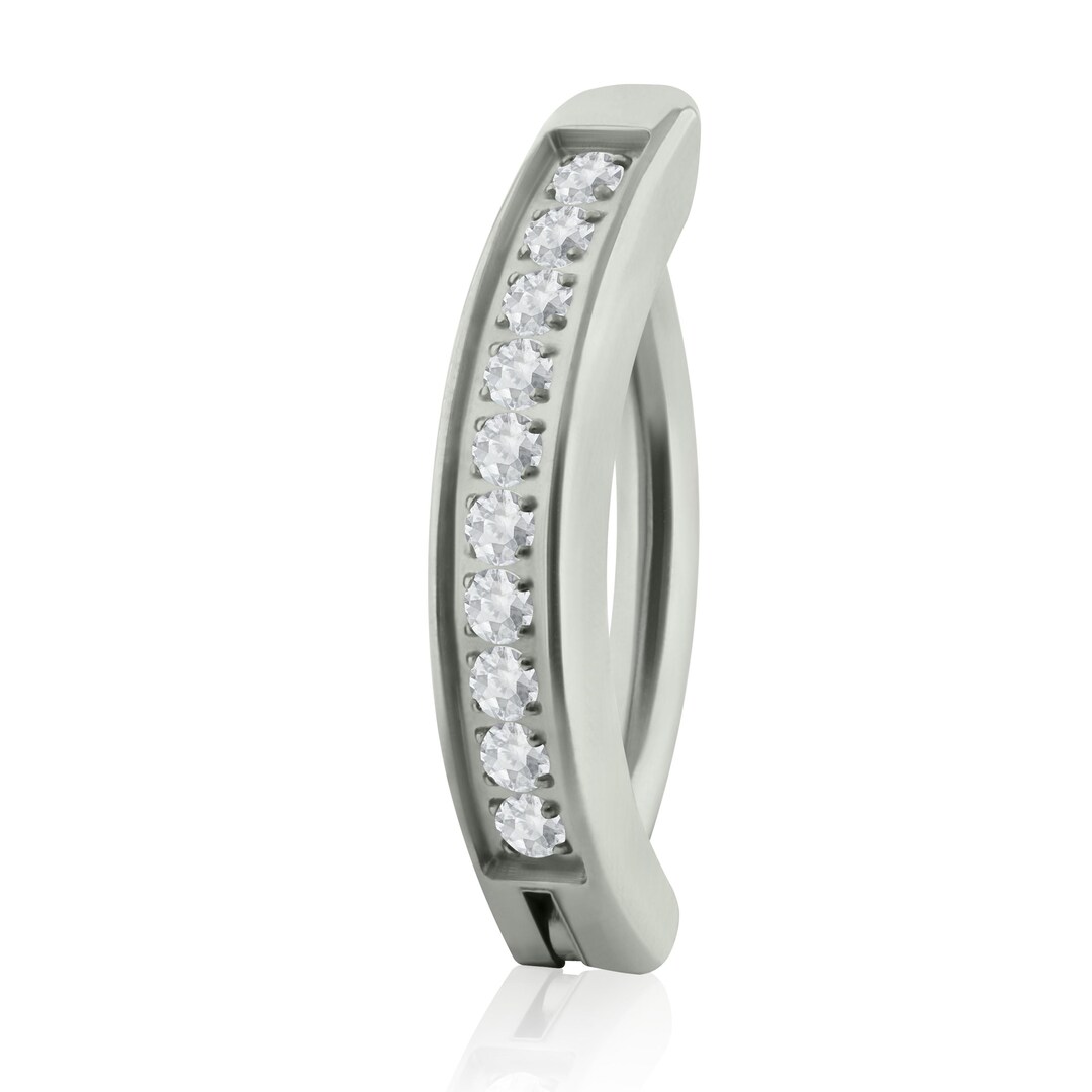 14g Implant Grade Titanium Rail Clicker With Cubic Zirconia Stones ...
