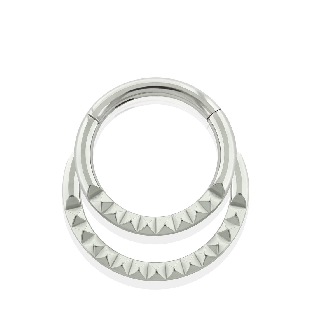 Clicker Rings: 16g Titanium Double Pyramid Cuts Hinged Hoops for ...