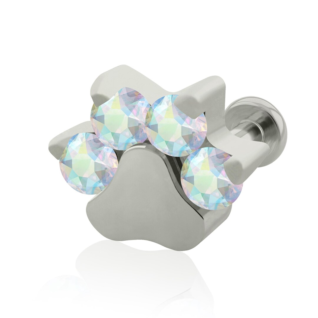 Implant Grade Titanium Threaded Mini Dog Paw END of Cubic Zirconia ...