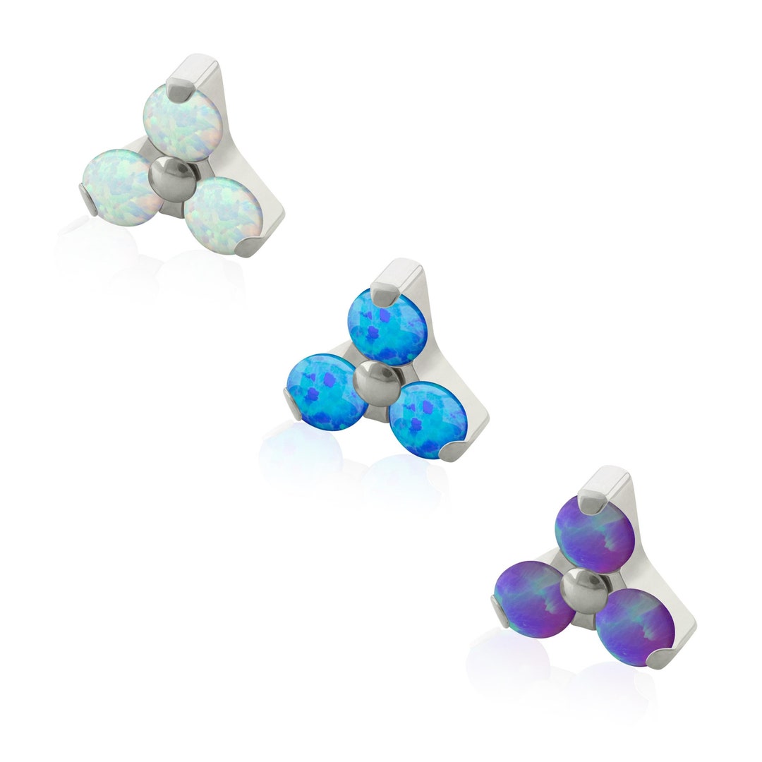 14g Threaded Titanium Top, Trinity Opal Prong Setting, 14g Dermal Top, 14g Trinity Studs Dermal ...