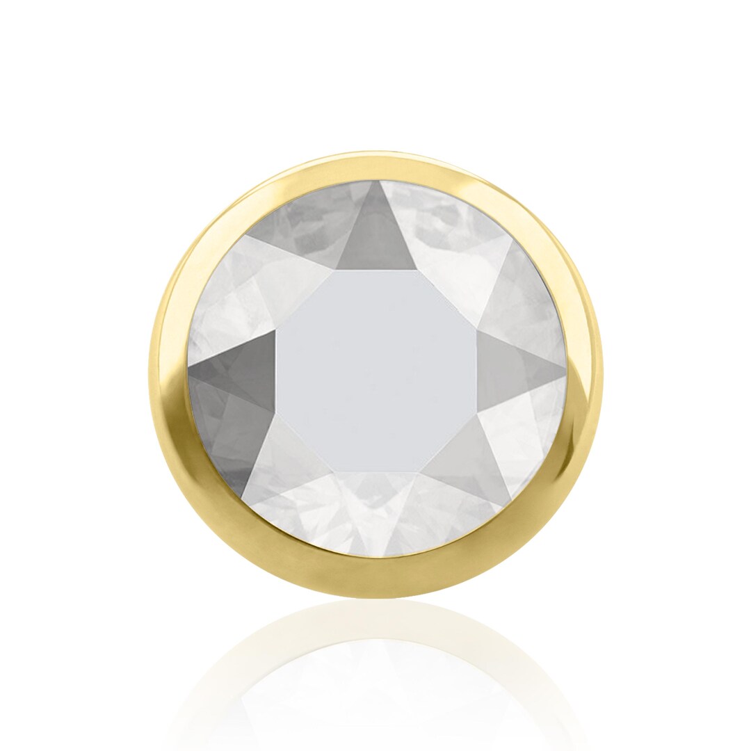 14g Implant Grade Titanium PVD Gold Top, Bezel Setting Flat Gem 1.2mm ...