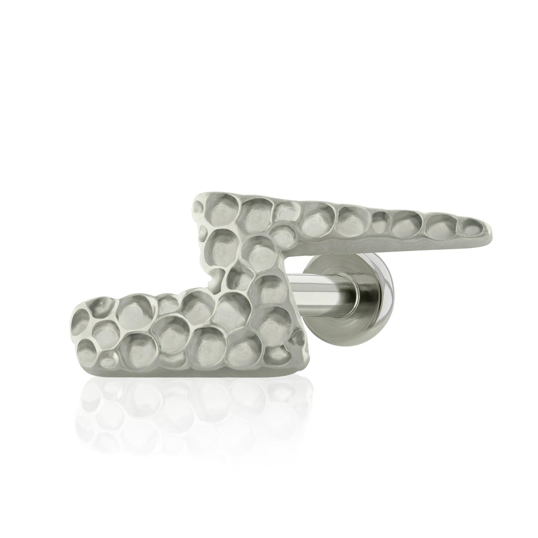 18g-16g Implant Grade Titanium Threaded Hammered Thunder END & Labret ...