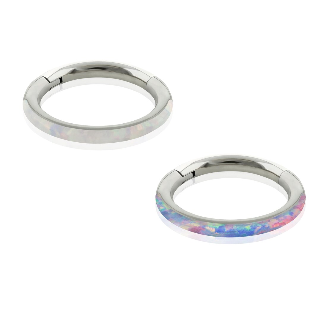 Opal Clicker Ring 14g Titanium Clicker Side Facing Opal Nose Hinged ...