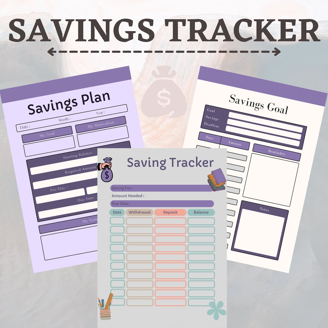 Printable SAVINGS TRACKER Digital Download Planner - Etsy