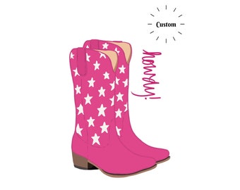 Pink Cowboy Boots DIGITAL PRINT Girl's Wall Decor | Etsy