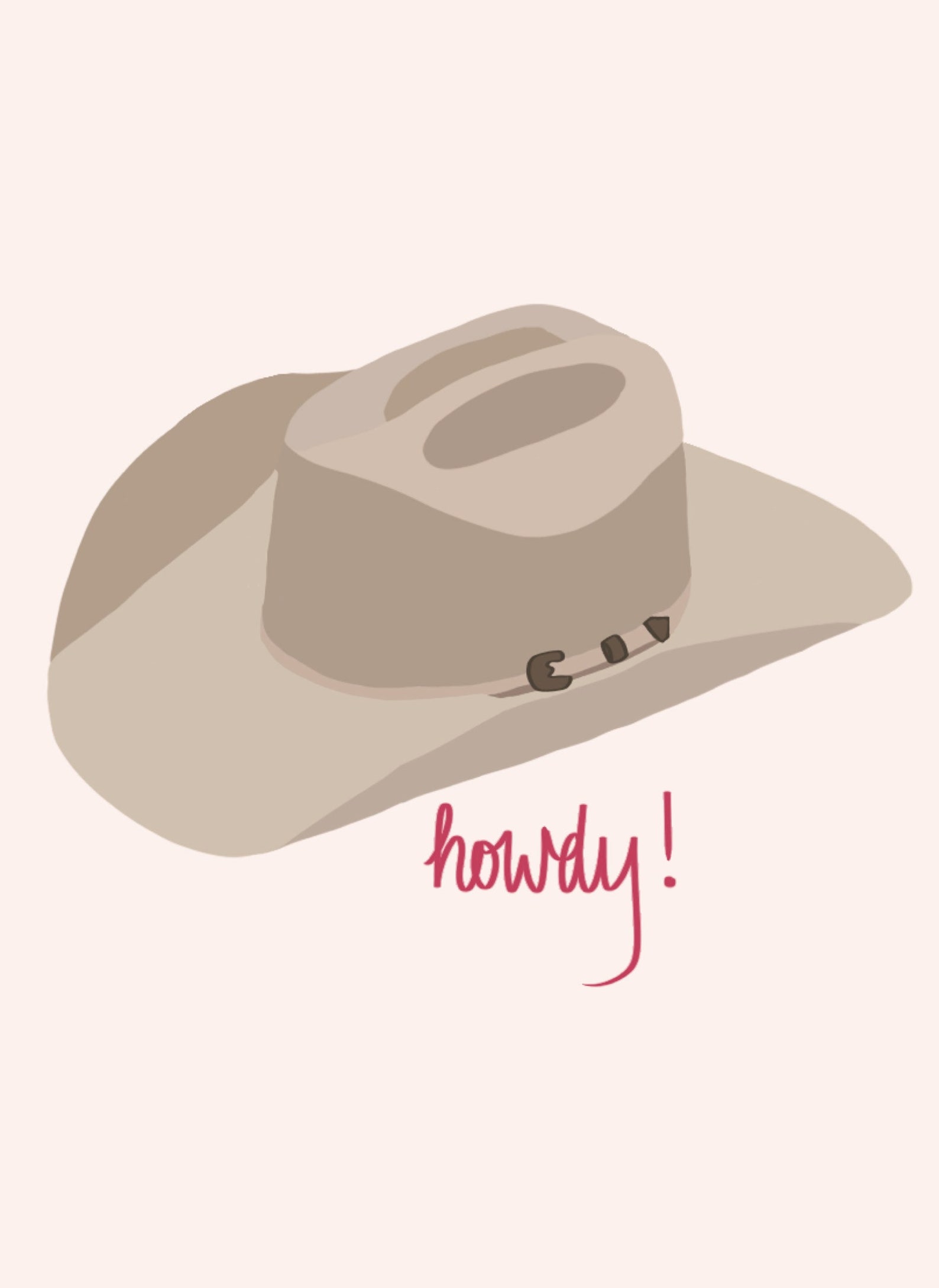 Howdy! Cowboy Hat DIGITAL PRINT (with Pink Background, Western Print ...