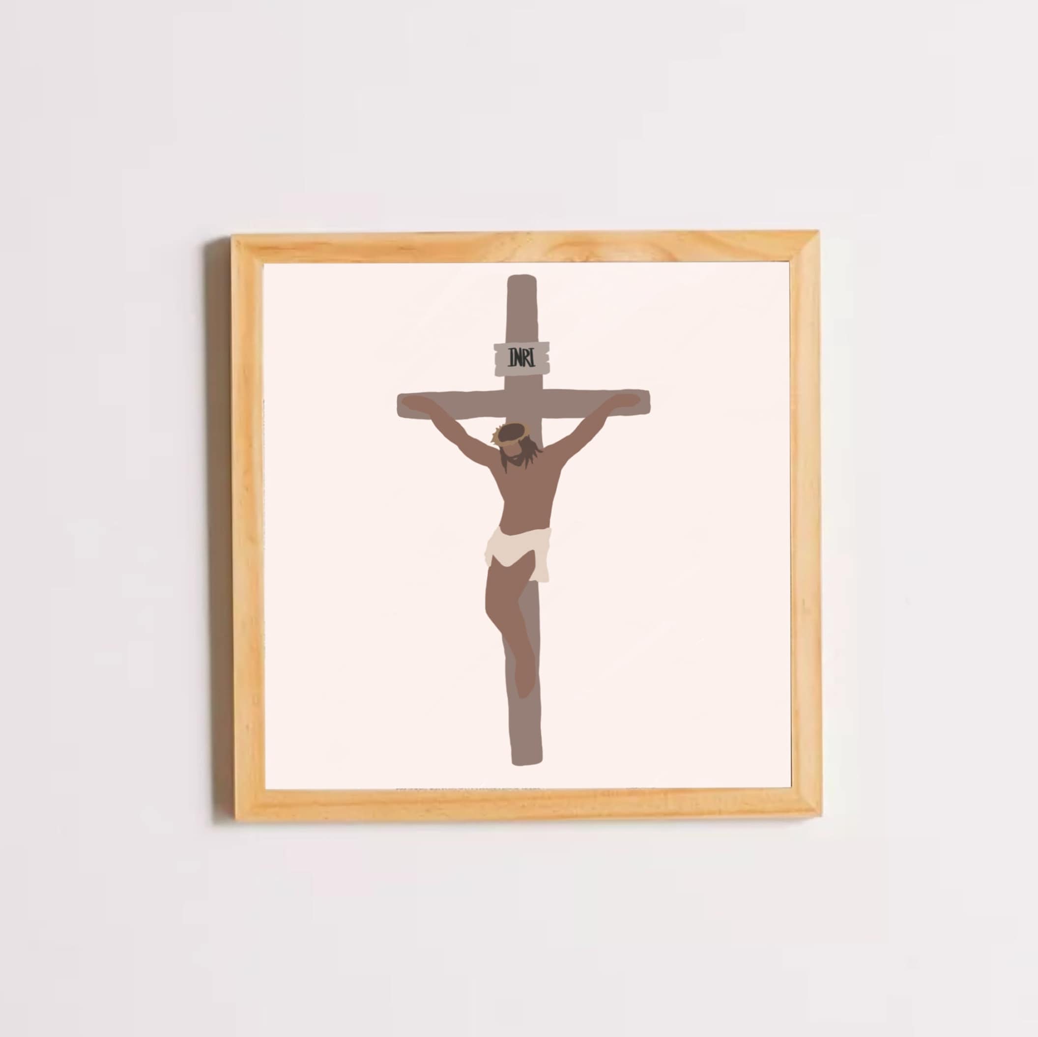 Pink Jesus on the Cross DIGITAL PRINT (hebrew INRI -- Iesus Nazarenus ...