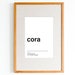 NEW Cora Name Meaning Print | Black and White Name Poster | Modern ...