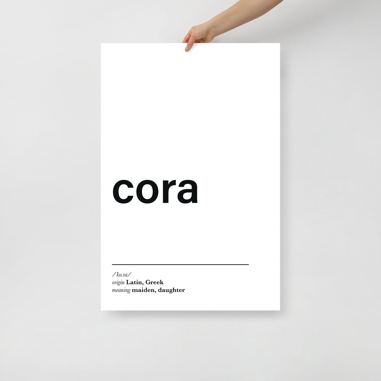 NEW Cora Name Meaning Print | Black and White Name Poster | Modern ...