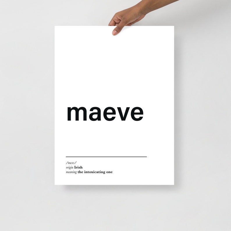 NEW Maeve Name Meaning Print | Black and White Name Poster | Modern ...