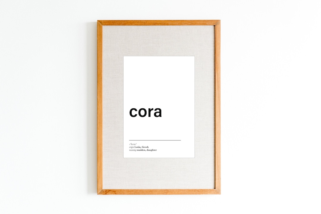 NEW Cora Name Meaning Print | Black and White Name Poster | Modern ...