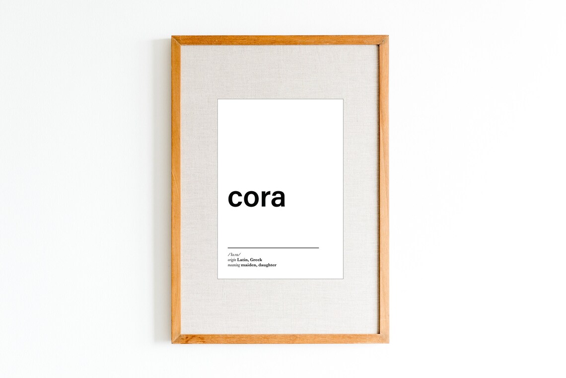 NEW Cora Name Meaning Print | Black and White Name Poster | Modern ...