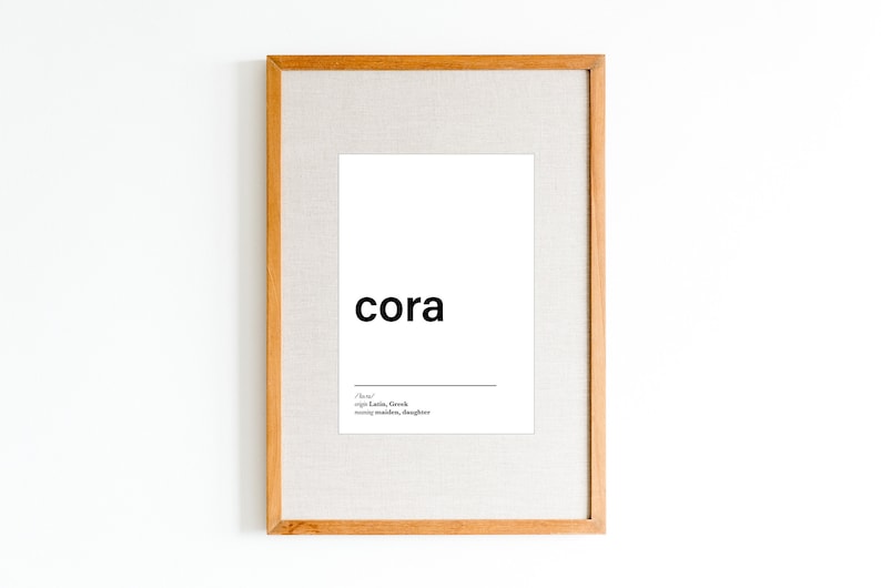 NEW Cora Name Meaning Print | Black and White Name Poster | Modern ...