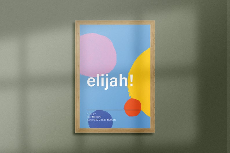 Elijah Name Meaning Print | Colorful, Modern Name Poster | Playful ...