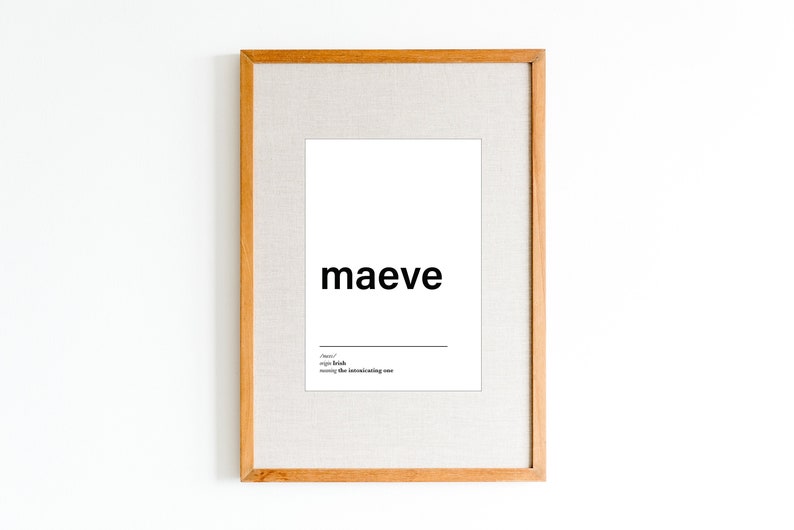 NEW Maeve Name Meaning Print Black and White Name Poster Modern Nursery ...