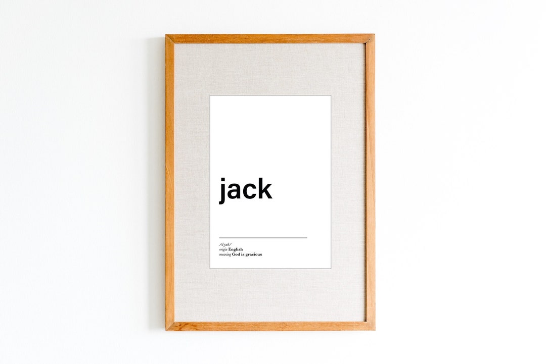 NEW Jack Name Meaning Print | Black and White Name Poster | Modern ...