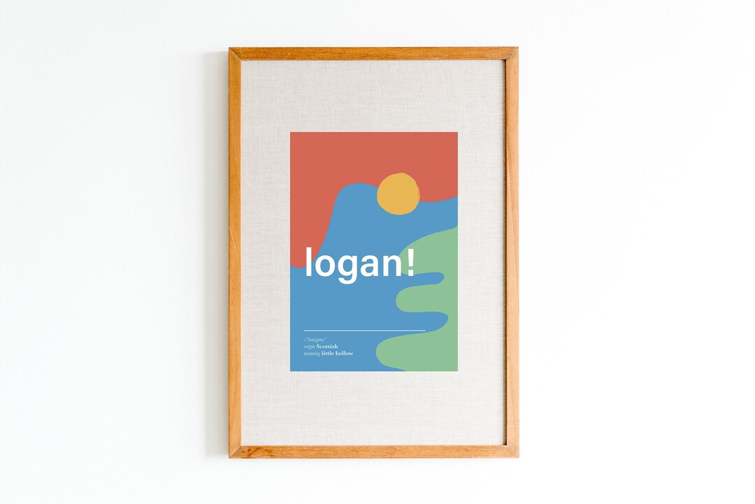 Logan Name Meaning Print | Colorful, Modern Name Poster | Playful ...