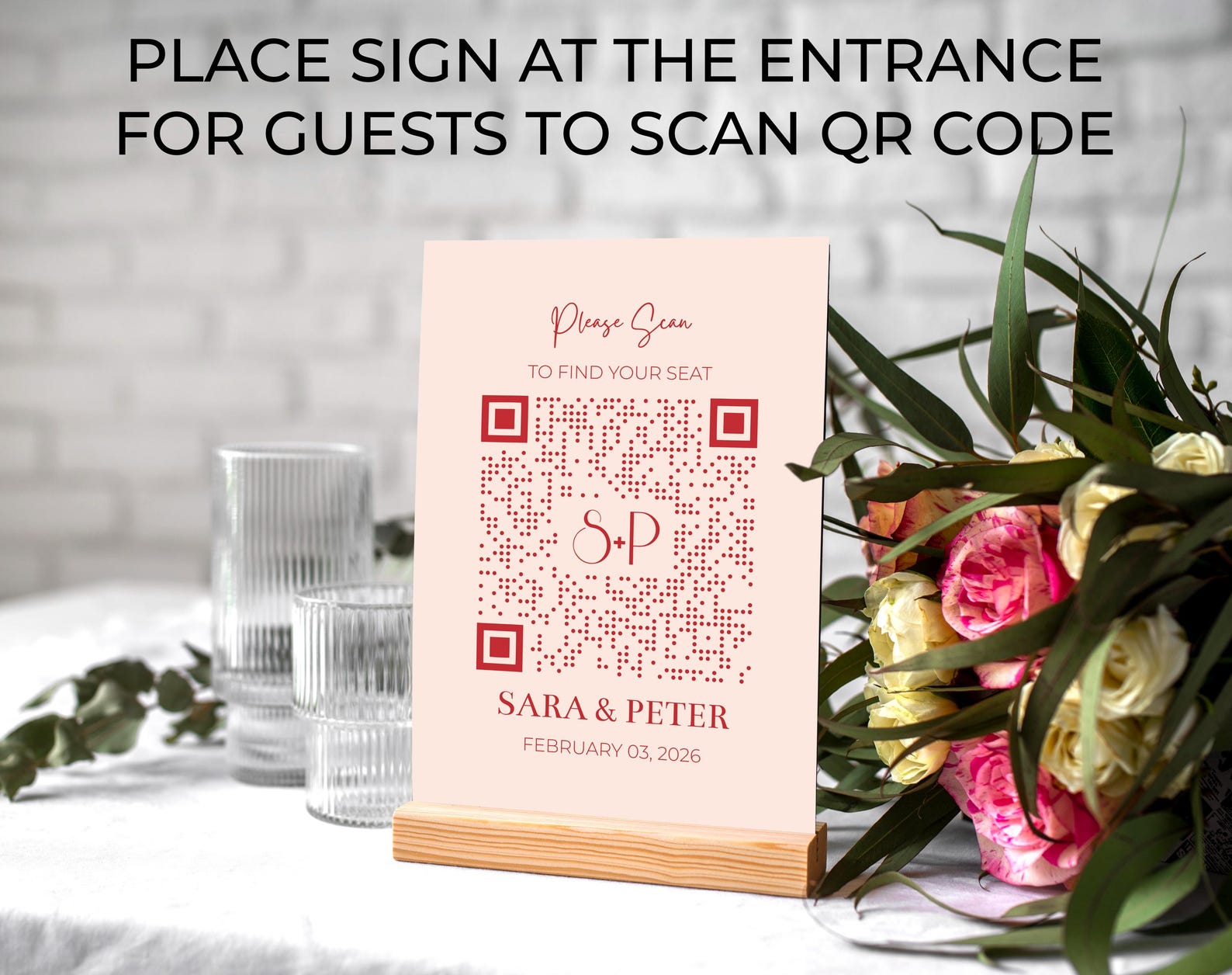 QR Code Wedding Seating Chart Scan QR Code to Find Your Seat Digital ...