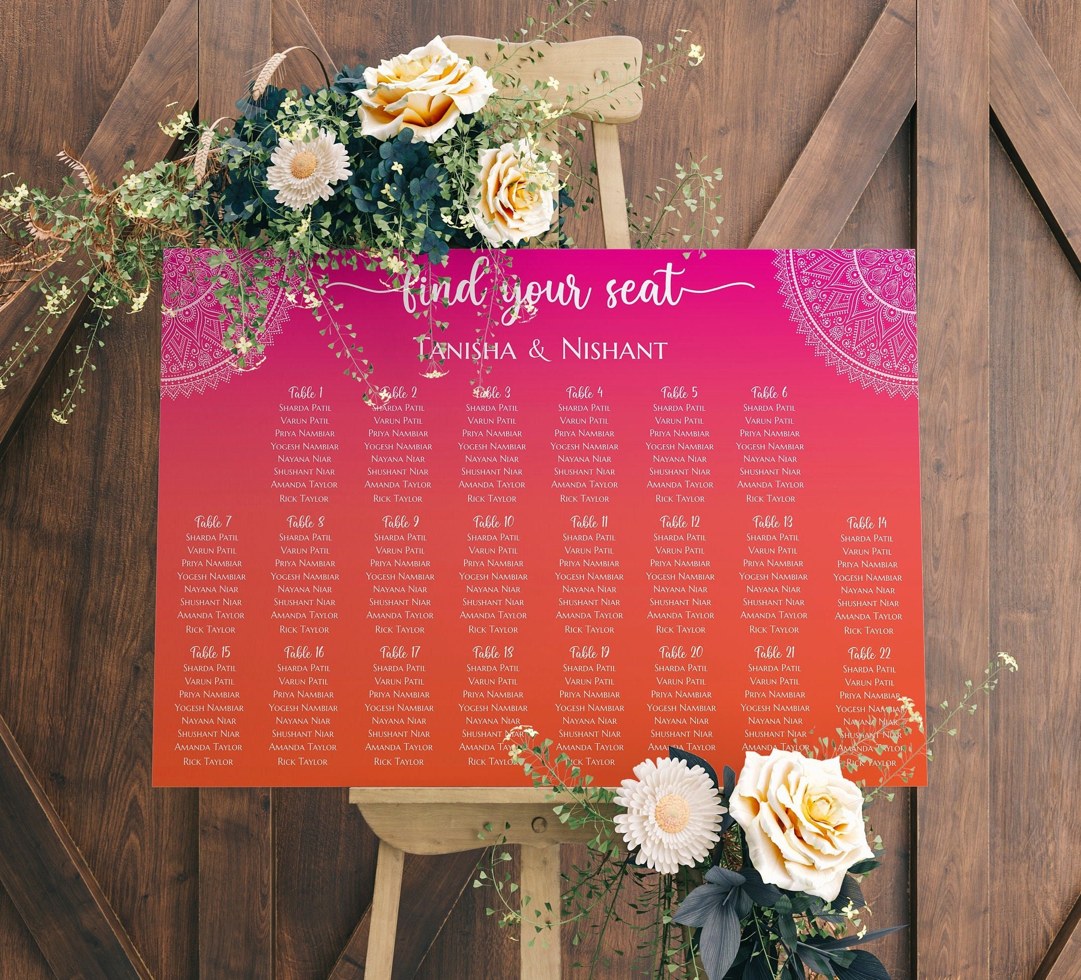 Indian Seating Chart Wedding Seating Chart Indian Wedding Decor Indian ...
