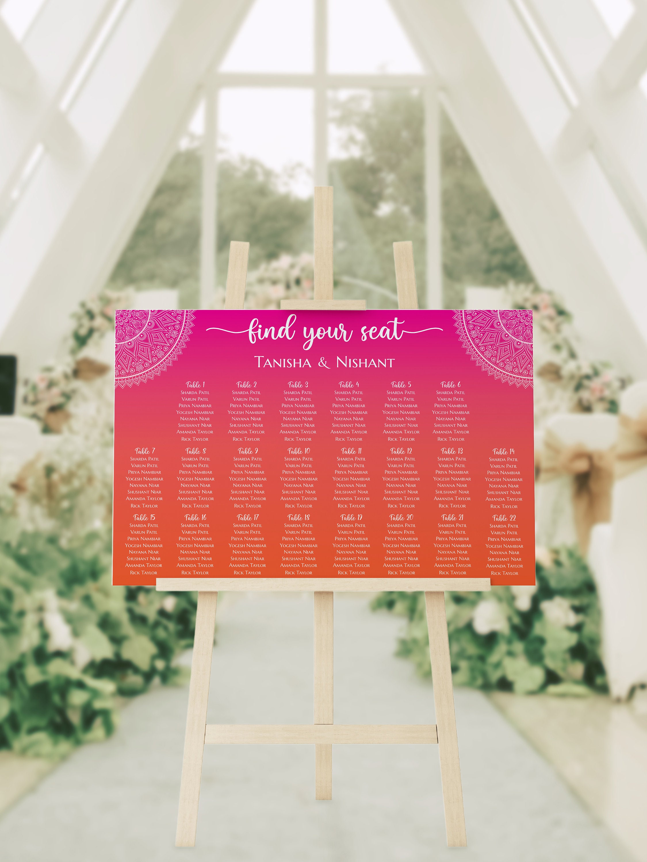 Indian Seating Chart Wedding Seating Chart Indian Wedding Decor Indian ...