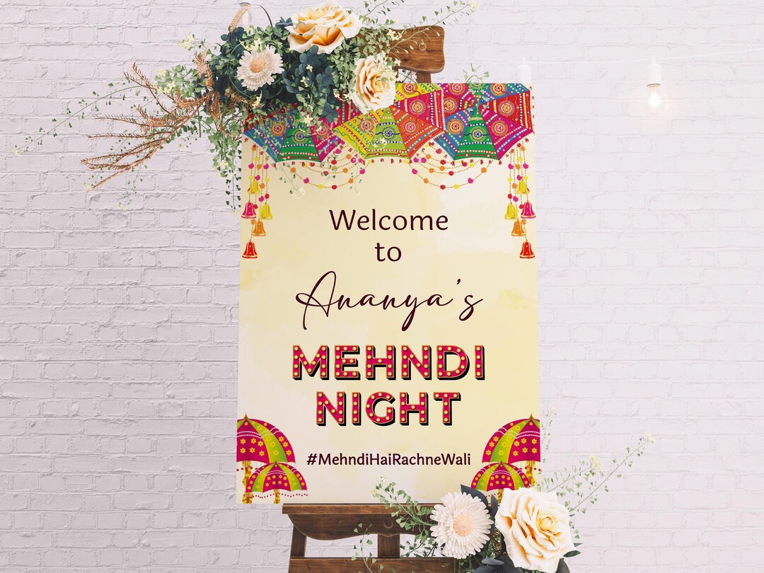 Mehndi Welcome Sign Mendhi Night Wedding Sign Desi Welcome to Mehendi ...
