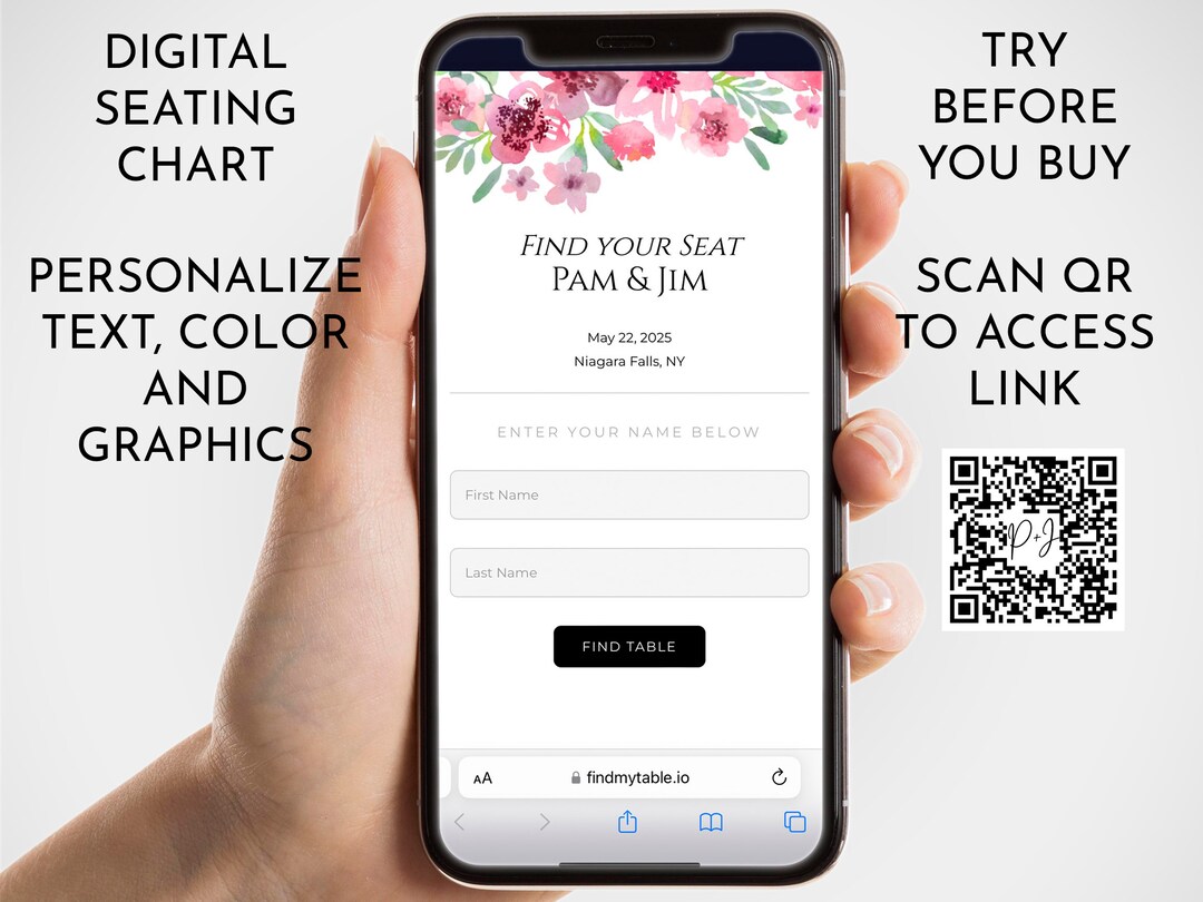 QR Code Wedding Seating Chart Scan QR Code to Find Your Seat - Etsy