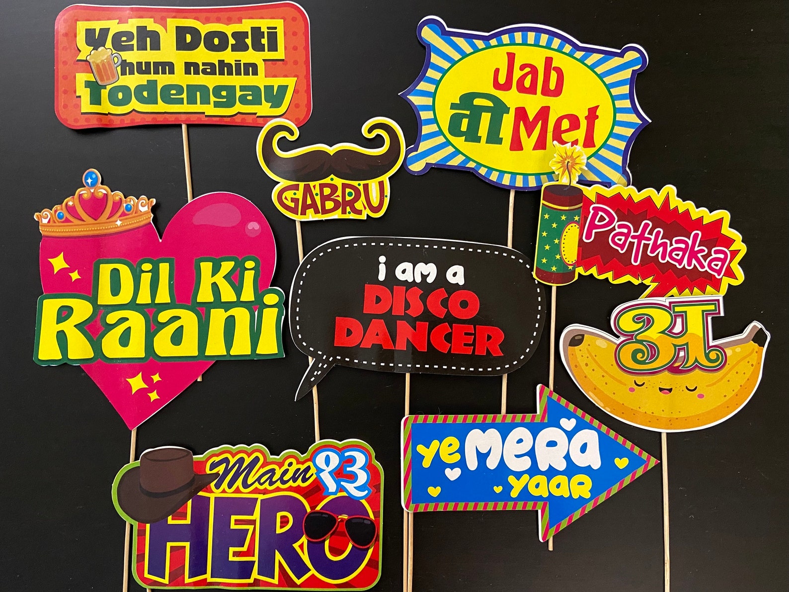 Bollywood Prop Signs Bollywood Party Decor Desi Photo Booth Props ...