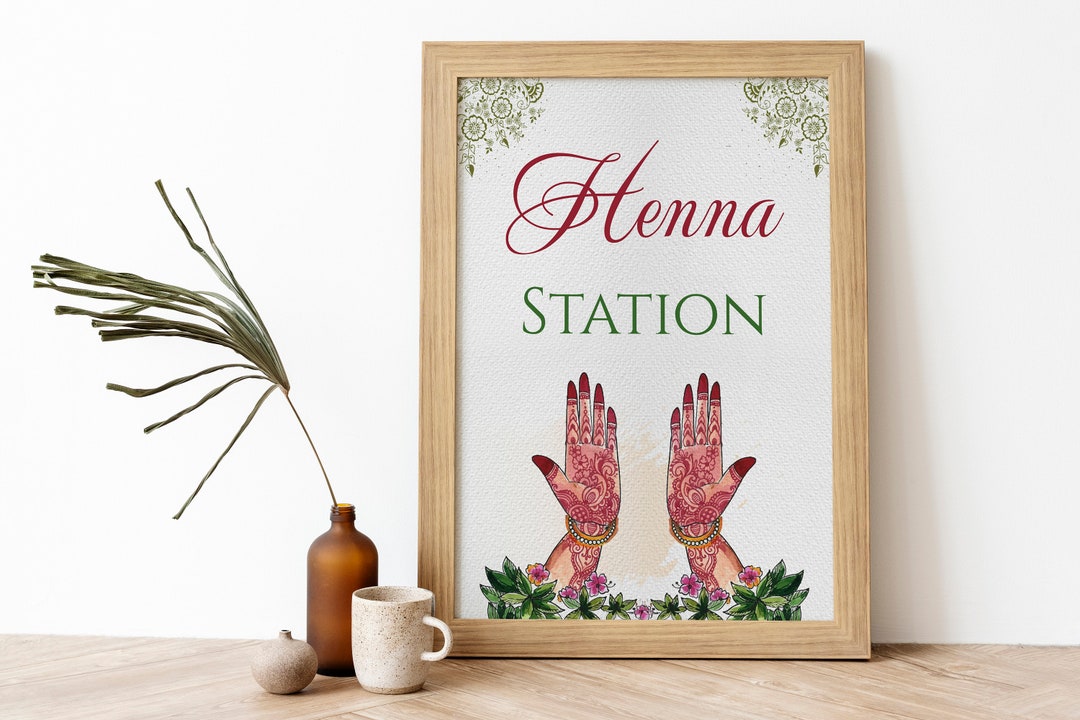 Henna Station Sign Henna Party Decor Printable Mendhi Sign Mehendhi ...