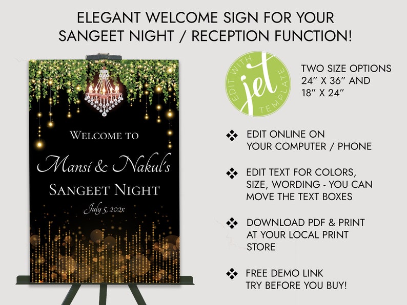 Welcome Sign Sangeet Night Wedding Reception Board Desi Welcome Sign ...