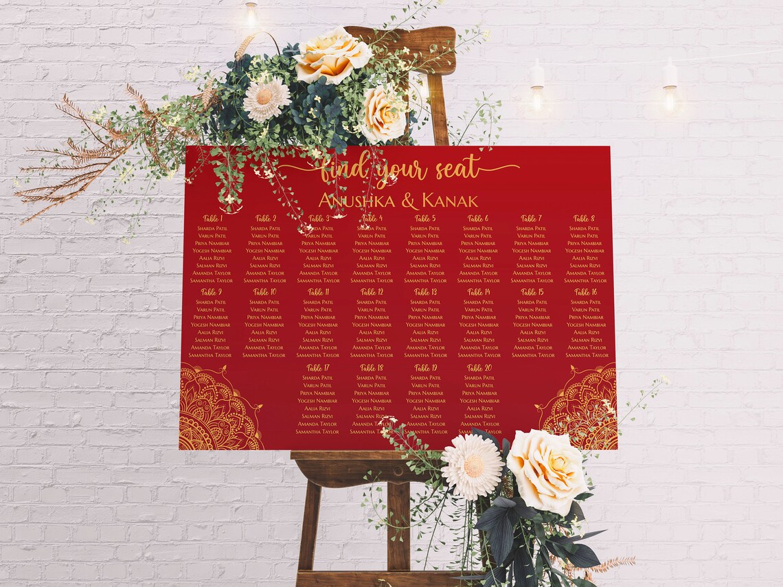 Wedding Sign Bundle Indian Wedding Seating Chart Indian Theme Table ...