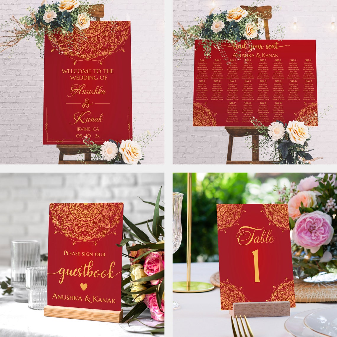 Wedding Sign Bundle Indian Wedding Seating Chart Indian Theme Table ...