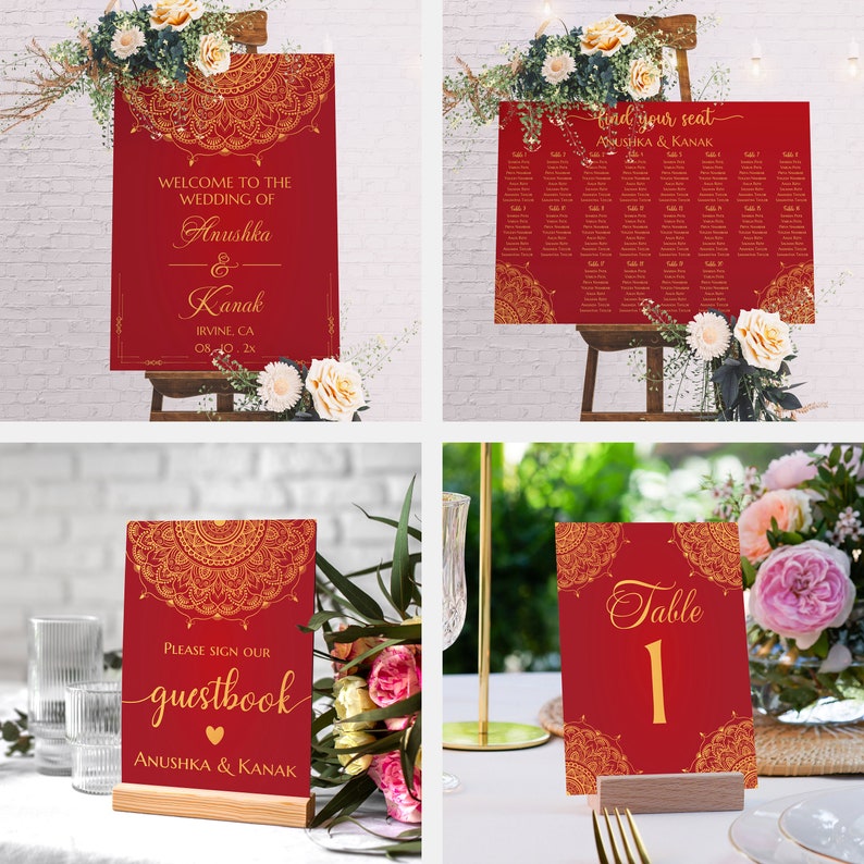 Wedding Sign Bundle Indian Wedding Seating Chart Indian Theme Table ...