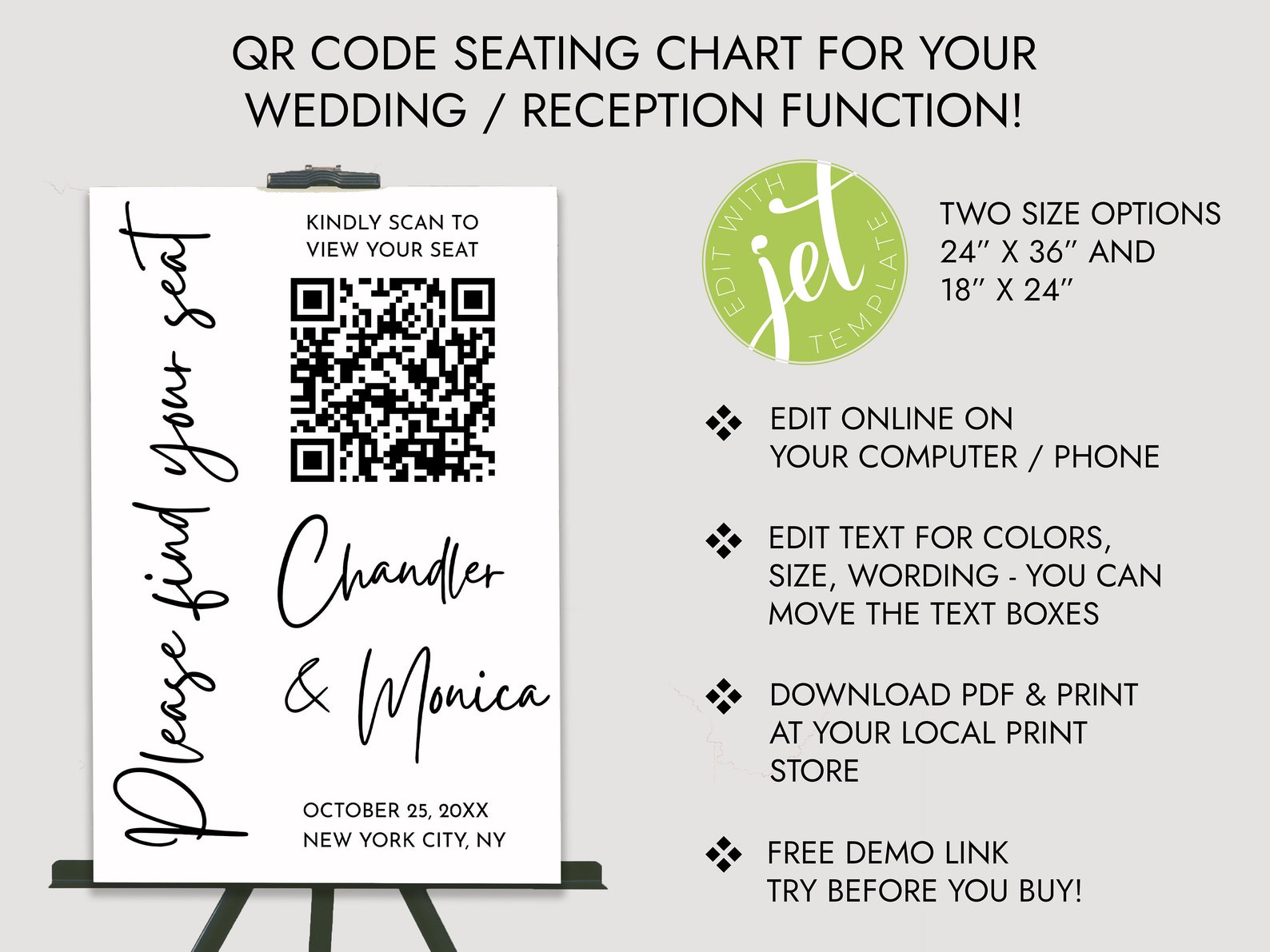 Wedding Seating Chart QR Code Seating Chart Wedding Seat Chart - Etsy