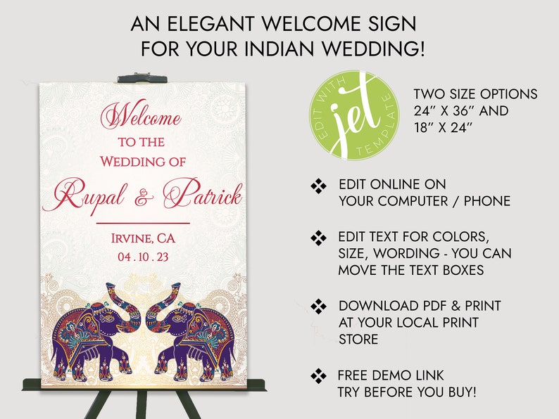 Indian Wedding Welcome Sign for Indian Wedding Welcome Sign Desi ...