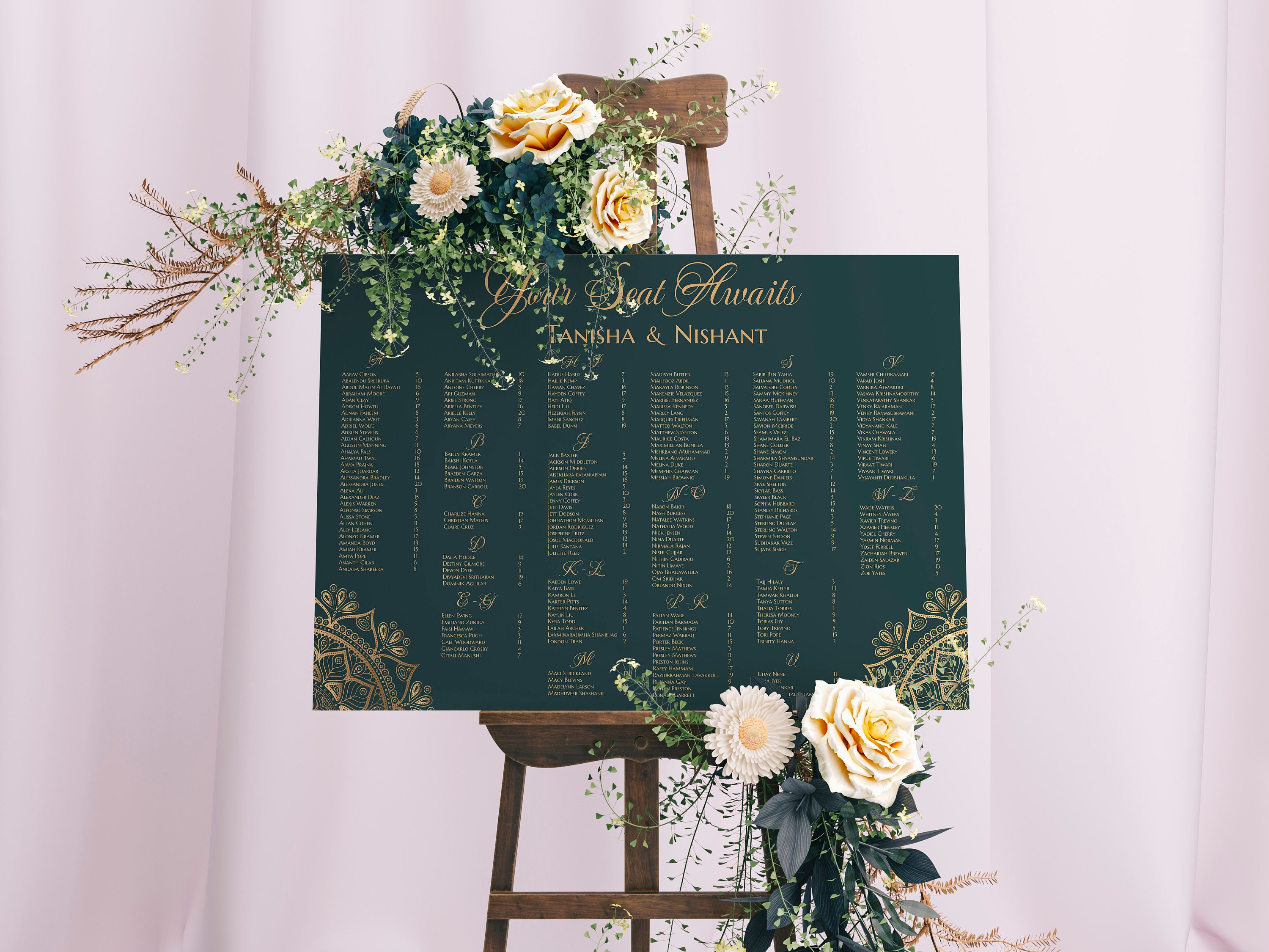 Seating Chart Template for Indian Wedding Alphabetical Seating Chart ...